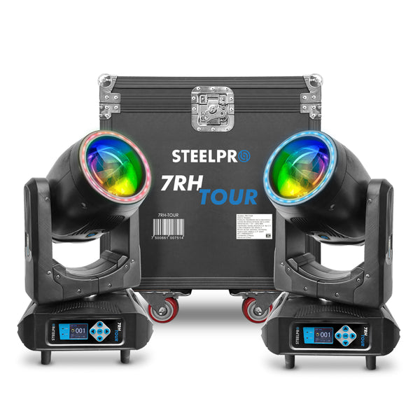 7RH-TOUR Set de 2 Cabezas Robóticas Beam 230w Aro SMD Con Case Steelpr ...